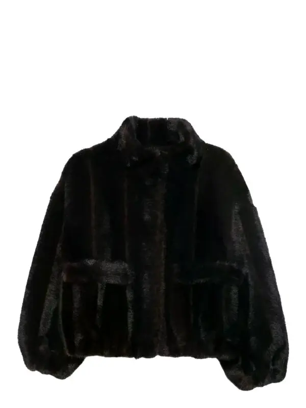 Apparis Faux-fur Funnel-neck Coat - Black