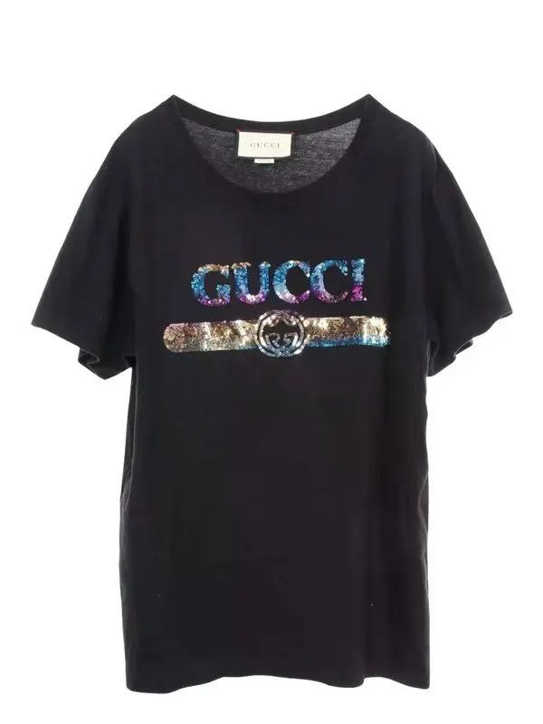 Gucci 2000s Sequin Logo T-shirt - Black