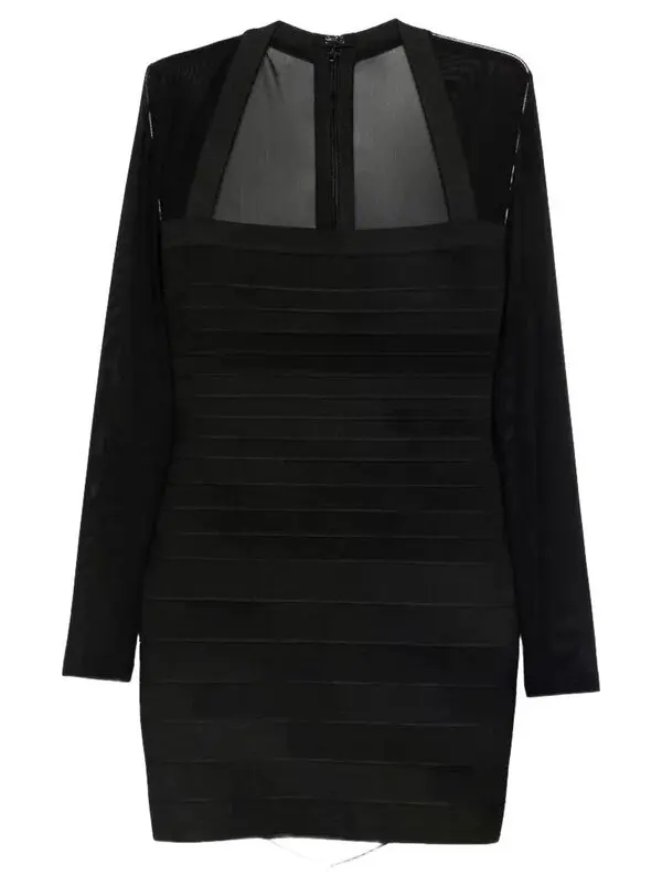 Herve Leger Mesh-panel Bandage Mini Dress - Black