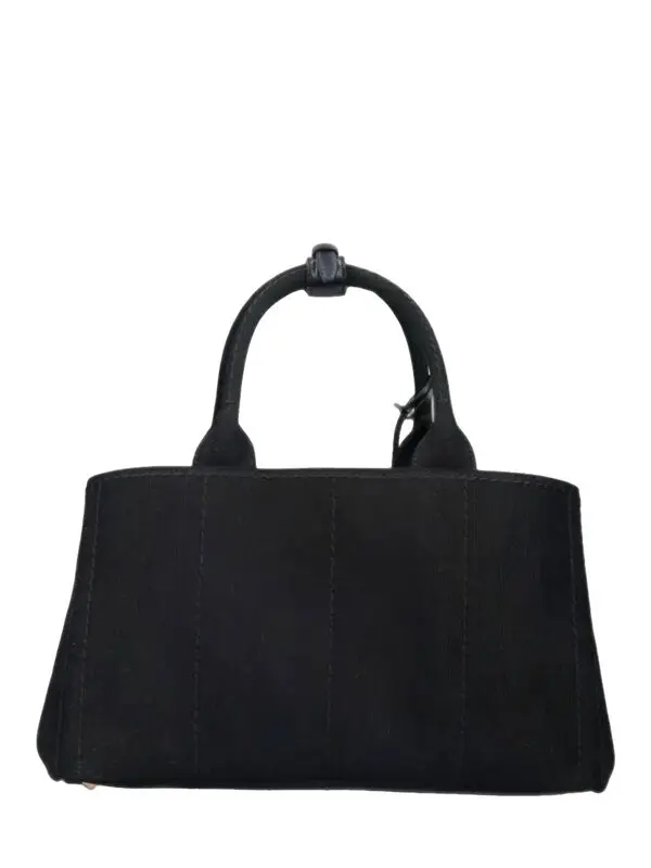 Prada Logo-embroidered Canvas Tote Bag - Black