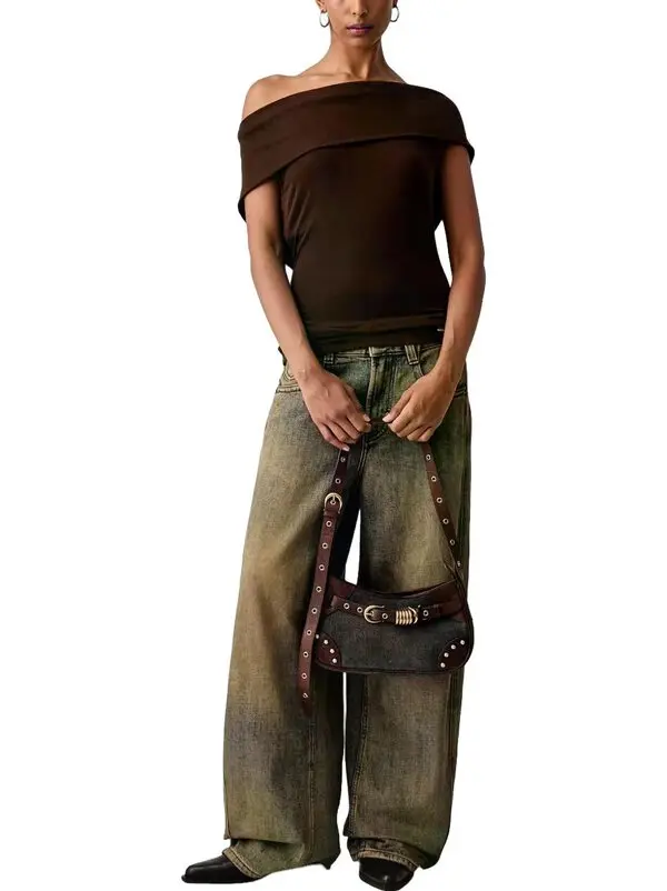 Miss Sixty Logo Patch Wide-leg Jeans - Brown
