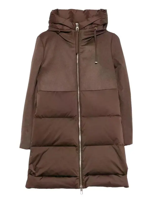 DUNO Hooded Quilted Coat - Brown