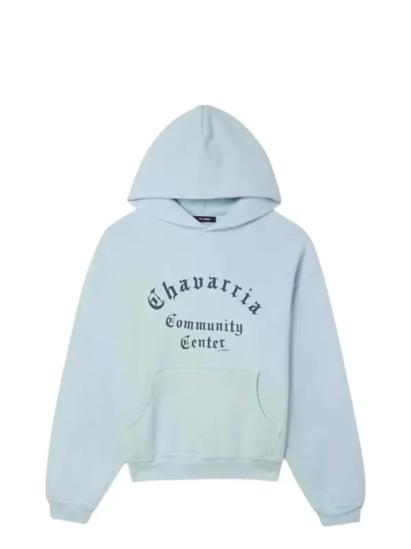 WILLY CHAVARRIA Chavarria Community Center Shrunken Pouch-pocket Hoodie - Blue