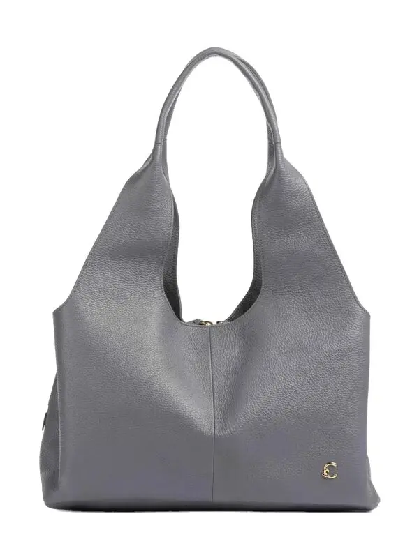 COCCINELLE Grained Leather Shoulder Bag - Grey