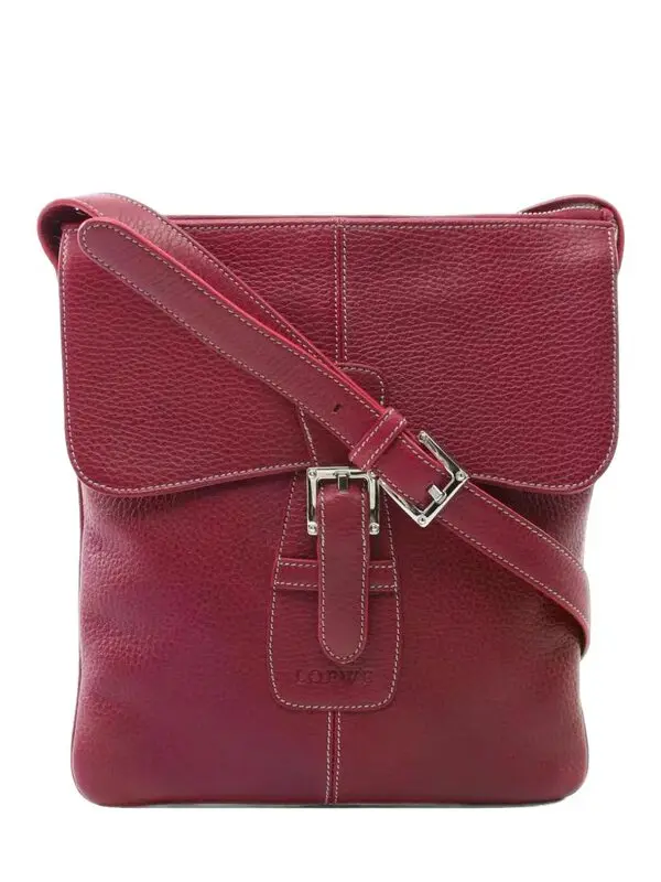 Loewe 2000s Buckle Leather Shoulder Bag - Red