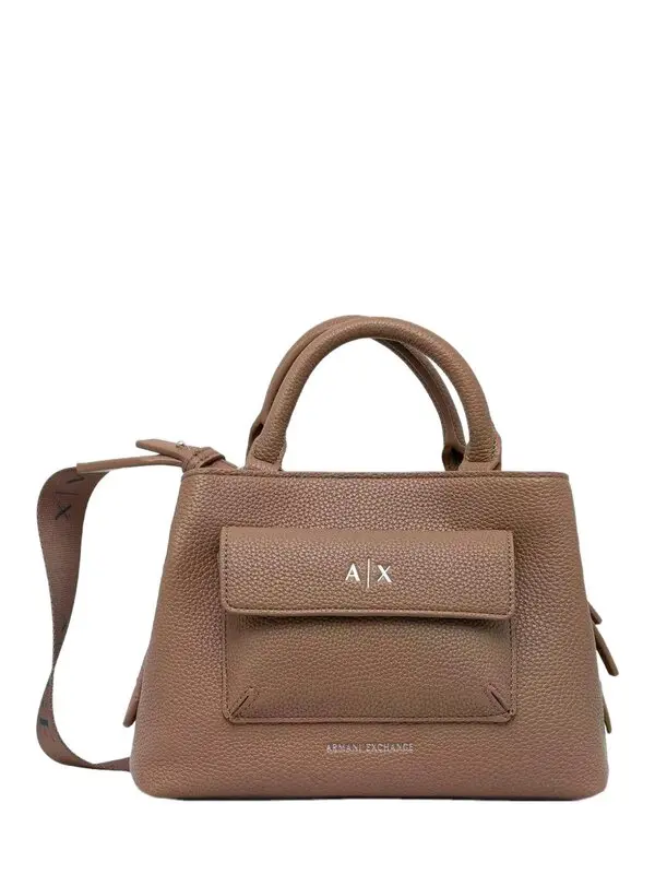 Armani Exchange Logo-plaque Grained-texture Tote Bag - Brown