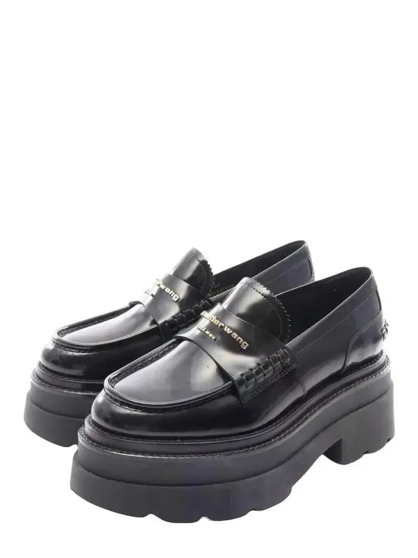 ALEXANDER WANG 2010s Metal Logo Platform Loafers - Black
