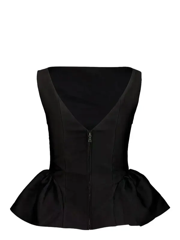 Roland Mouret Taffeta Gathered-hem Top - Black