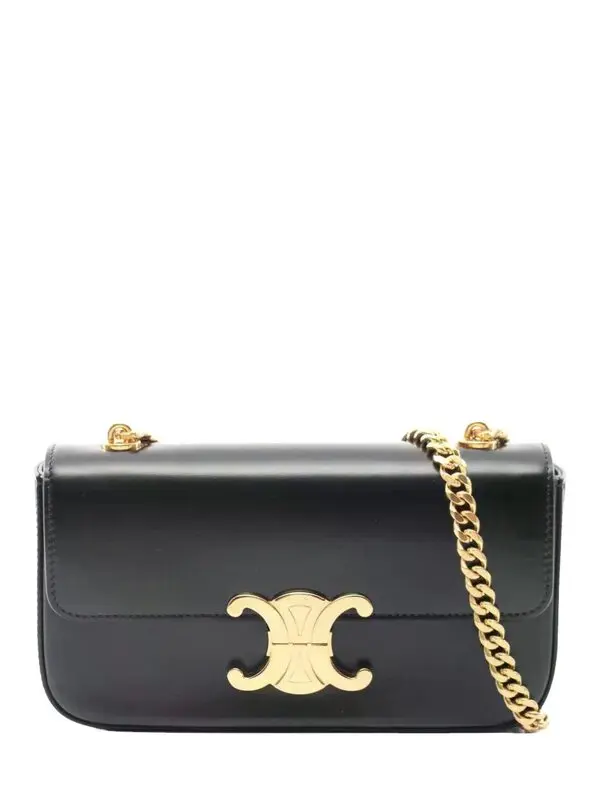 Celine 2010s Triomphe Shoulder Bag - Black