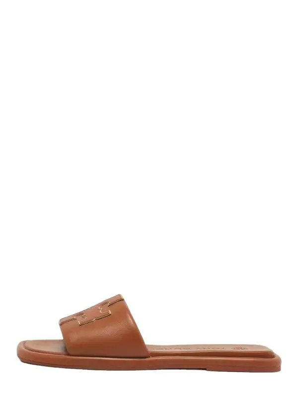 Tory Burch Double T Logo-patch Sandals - Brown