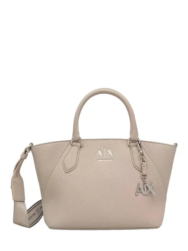 Armani Exchange Logo-plaque Pebbled Tote Bag - Neutrals