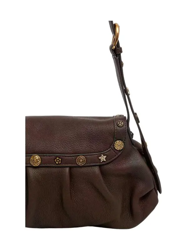 Miss Sixty Embellished Buckled Shoulder Bag - Brown