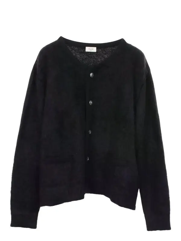 Celine 2010s Triomphe Button Cardigan - Black