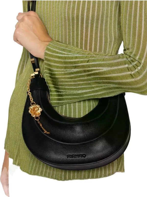 Farm Rio Small Mezzaluna Leather Shoulder Bag - Black