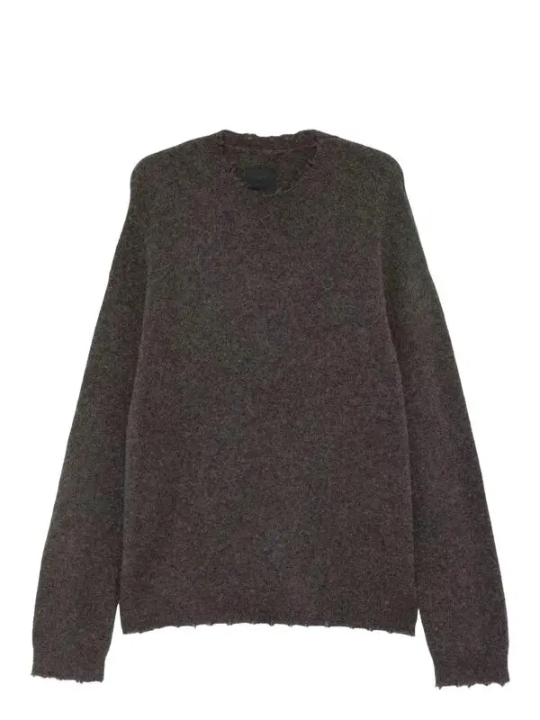 FREI-MUT Kintore Distressed-effect Crew-neck Sweater - Grey