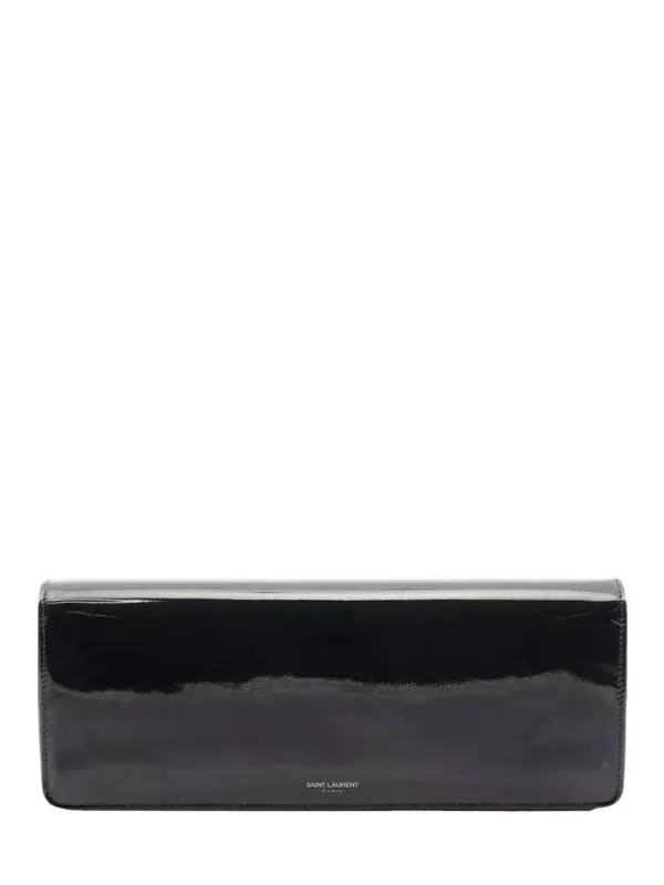 Saint Laurent 2010s Paris Patent-leather Clutch Bag - Black