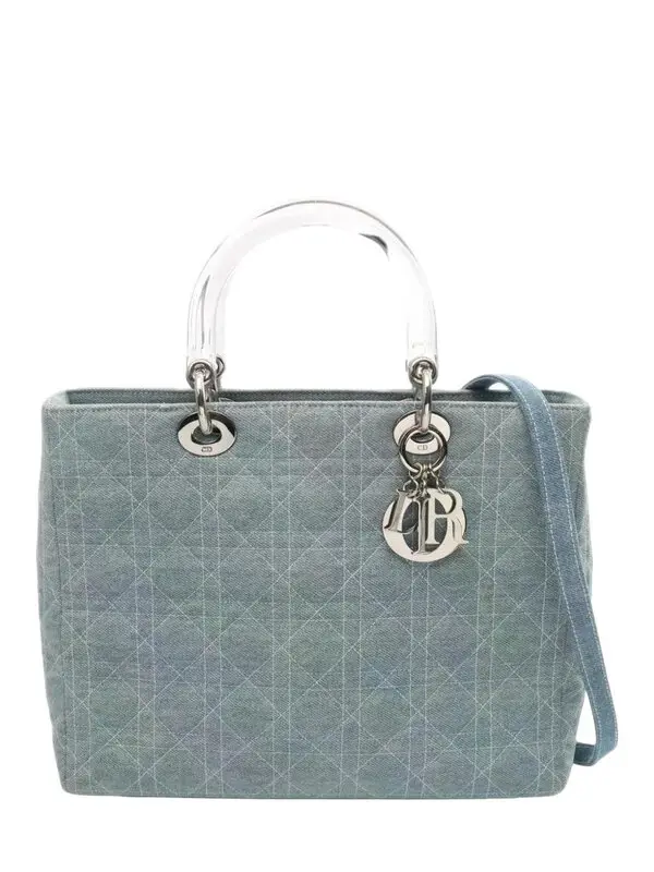 Dior 2010s Large Lady Cannage Handbag - Blue