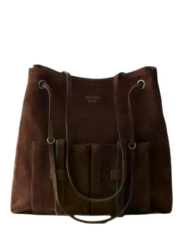 Prada Route Large Suede Bag - Brown