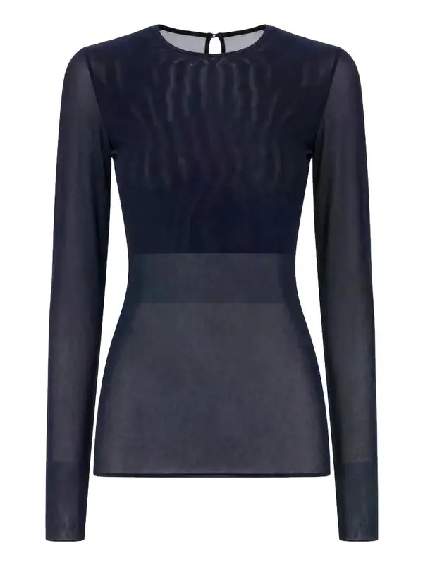 CO.GO Sheer Long-sleeve T-shirt - Blue