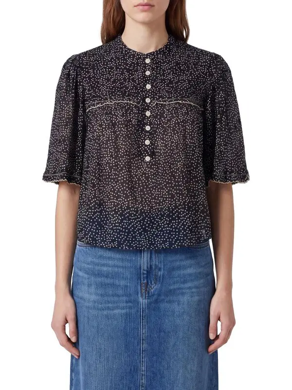 Isabel Marant Étoile Douna Polka Dot Cotton Blouse With Short Sleeves - Ecru