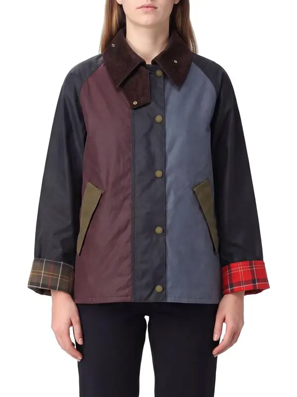 Barbour Patchwork Transport Waxed Cotton Jacket With Velvet Collar - Sage