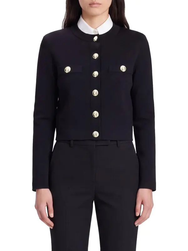 Balmain Slim Fit Viscose Blend Crew Neck Cardigan - Black