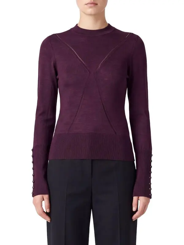 Rabanne Slim Fit Crew Neck Sweater In Wool And Silk Blend - Violet