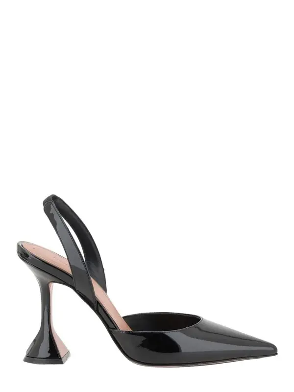 Amina Muaddi Holli Patent Leather Slingback Pumps With Iconic Martini Heel - Black