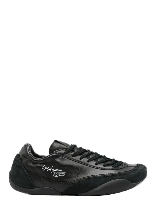 Y3 Tokyo Smooth Leather And Suede Sneakers With Printed Logo - Black