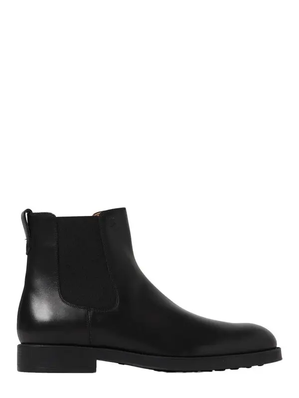 TOD'S T Timeless Smooth Calfskin Chelsea Boots With Round Toe - Black