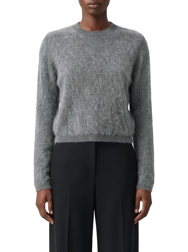 TWINSET Wool, Silk And Cashmere Blend Crewneck Sweater - Grey