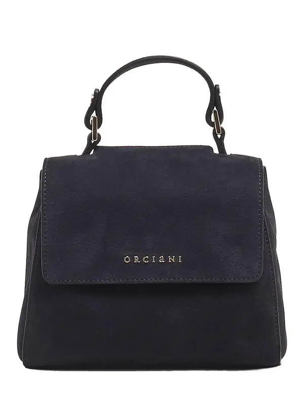 Orciani Sveva Mini Handbag In Nubuck Leather With Flap Closure - Navy