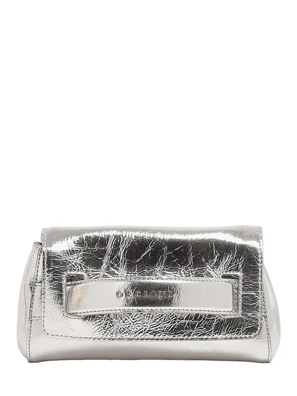 Orciani Gossip Mini Handbag In Laminated Leather With Flap Closure - Silver