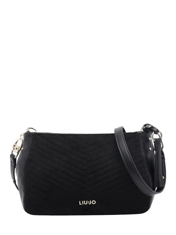 Liu Jo Suede-effect Faux Leather Crossbody Bag With Chevron Pattern - Black