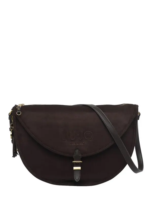 Liu Jo Suede-effect Faux Leather Half-moon Bag With Flap Closure - Camel