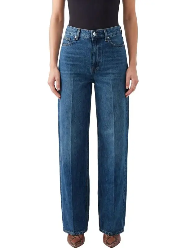 TOTEME High-waisted Wide Leg Jeans In Cotton Denim - Blue