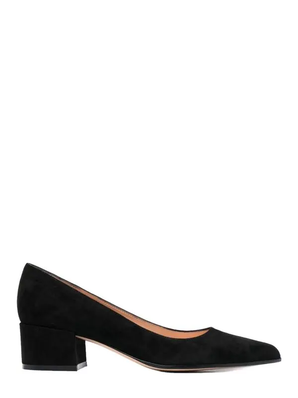 GIANVITO ROSSI Piper Suede Pumps With A Low Heel And Round Toe - Black