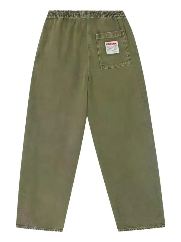 American Vintage Uzatown Elasticated-waistband Cotton Wide-leg Jeans - Green
