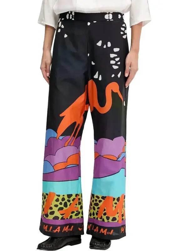 SPORTALM Graphic-print Wide-leg Trousers - Black