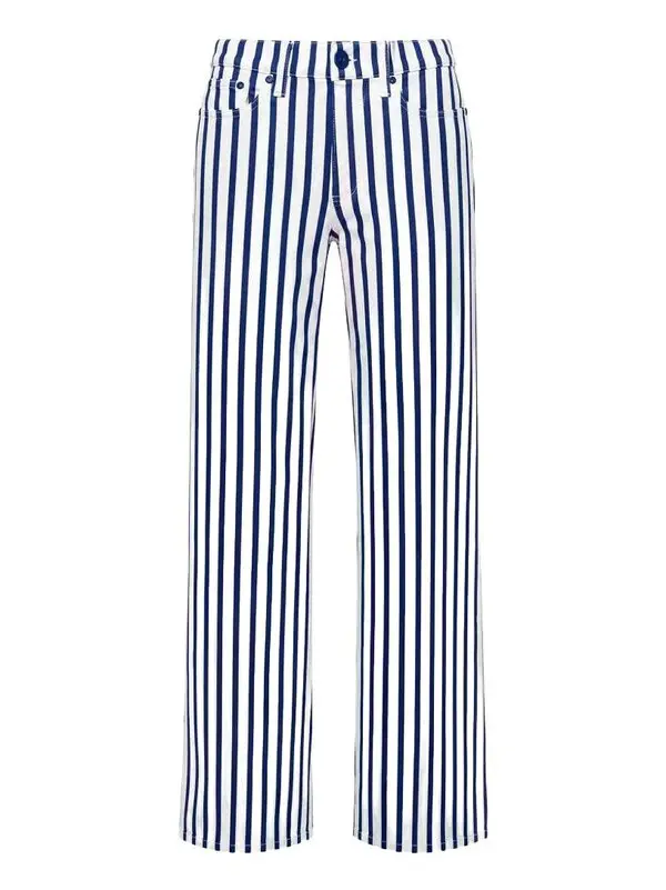 Alice + Olivia Striped Straight-leg Jeans - Blue