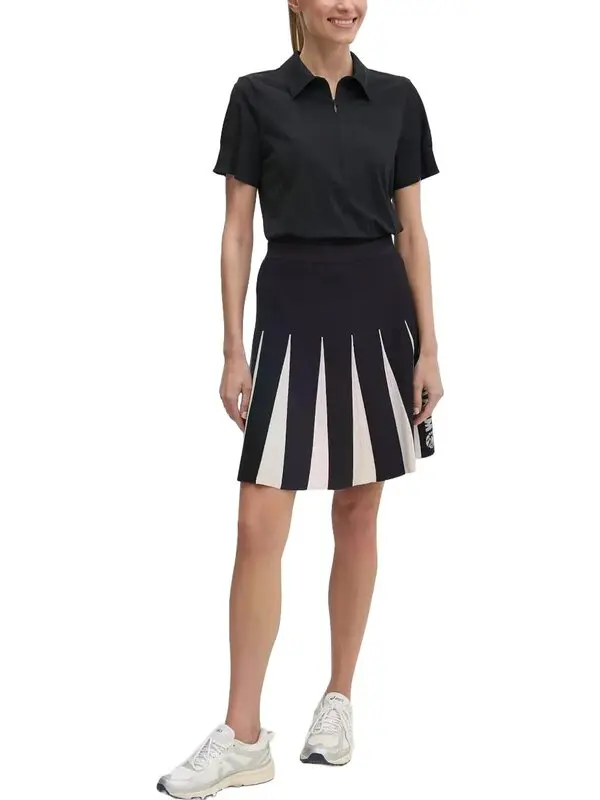 SPORTALM Zip-up Pleated-sleeve Polo Shirt - Black