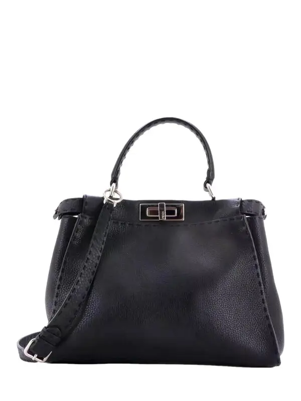 Fendi Selleria Peekaboo Bag Leather Medium Satchel - Black