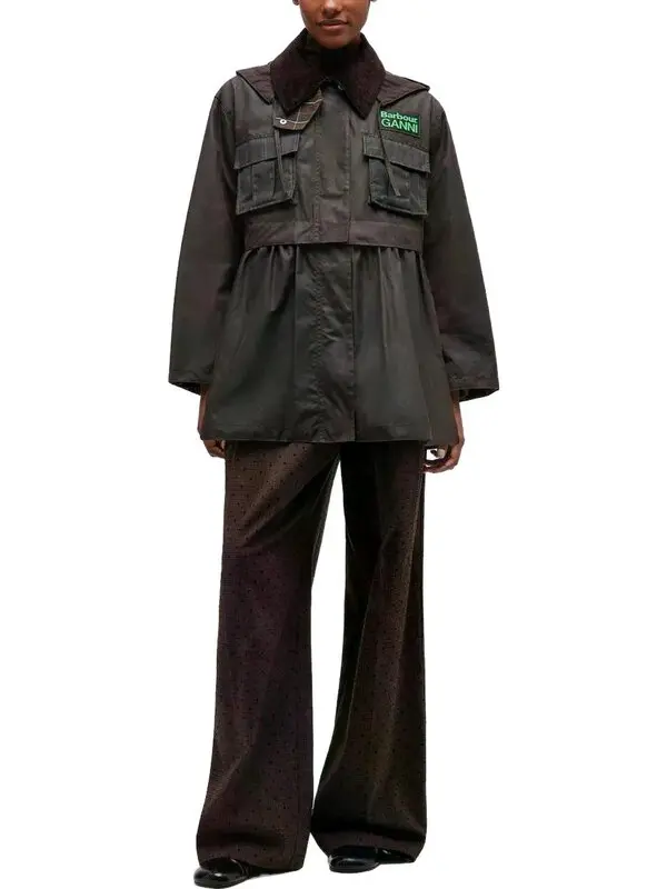 Barbour Peplum Logo-embroidered Coat - Black