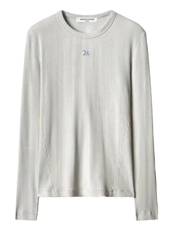 Maison Kitsuné Baby Fox Ribbed-knit Long-sleeve T-shirt - Grey