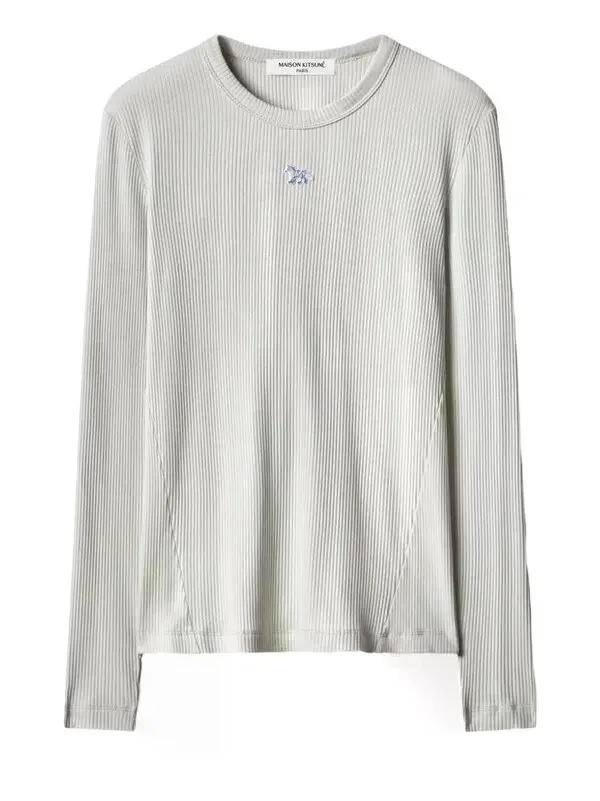 Maison Kitsuné Baby Fox Ribbed-knit Long-sleeve T-shirt - Grey