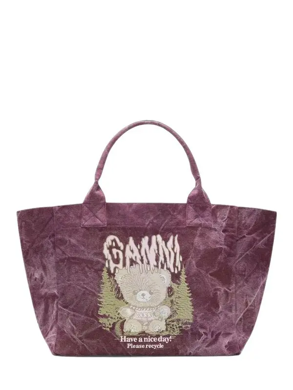 GANNI Graphic-print Tote Bag - Purple