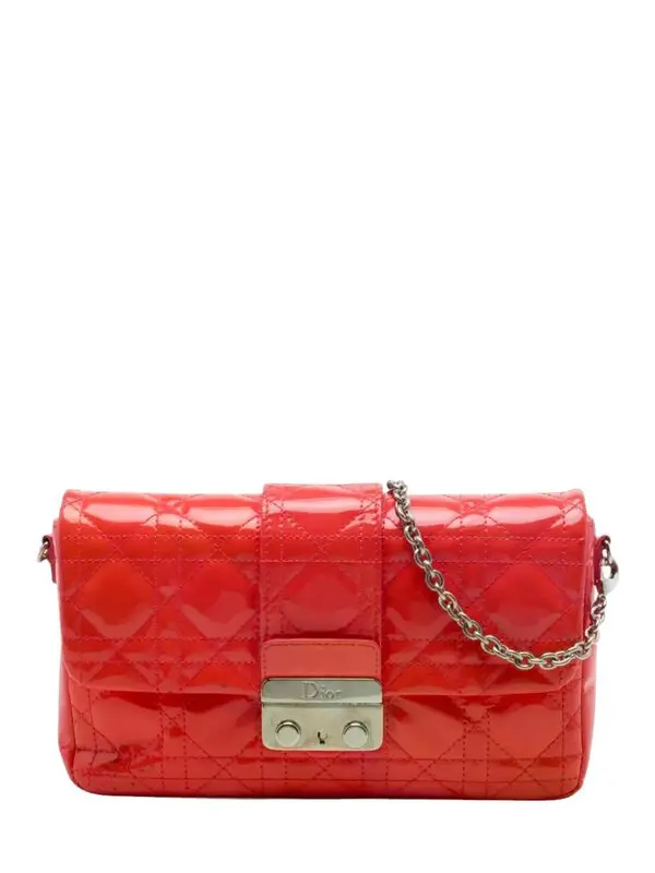 Dior 2012 Patent Cannage New Lock Pouch Crossbody Bag - Red