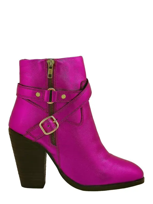 RAG & CO Cat-track Fuchsia Metallic Leather Ankle Boots In Fuchsia By - Pink
