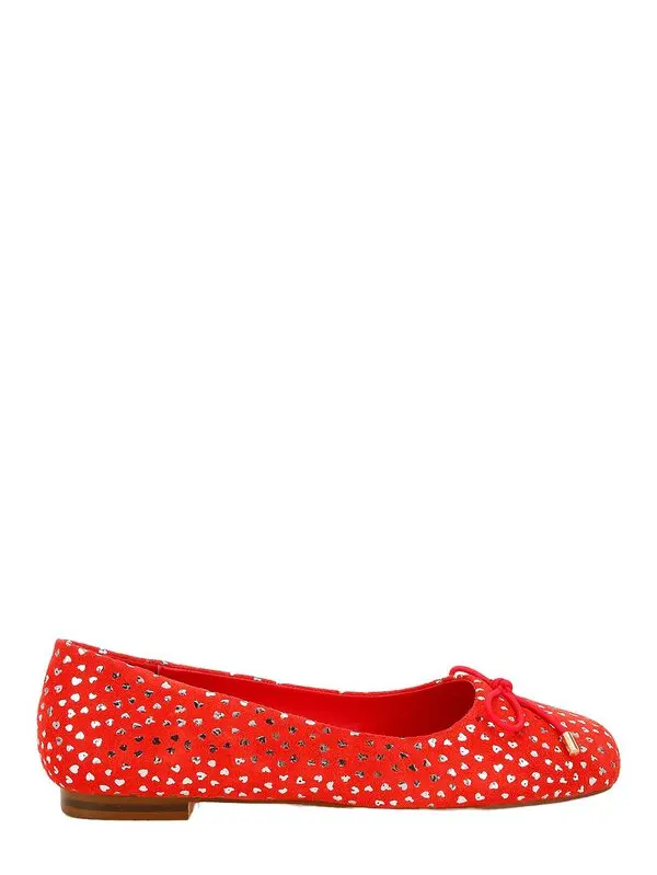 RAG & CO Apollon Bow Detail Foil Print Suede Ballerinas In By - Red