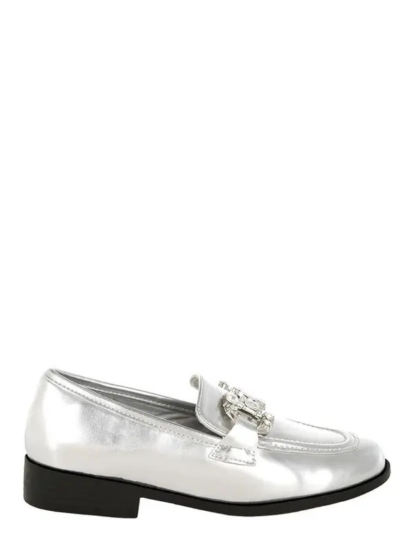 RAG & CO Dendron Diamante Horsebit Metallic Loafers In By - Silver